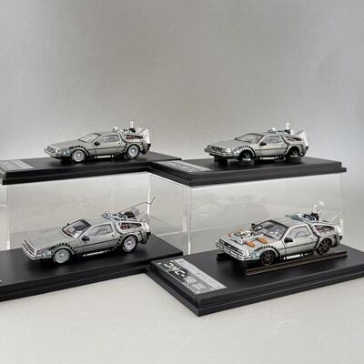 MJ 1:64回到未来时光机Delorean DMC-12仿真合金汽车模型收藏摆件