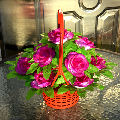 新款仿真11头手提花篮