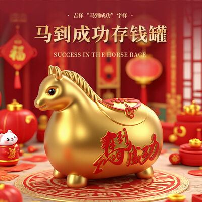 存钱罐2026年新款只进不出马年男孩女孩儿童可进可出存钱筒箱摆件