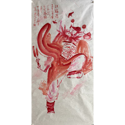 135X66厘米国画纯手绘人物画四尺钟馗保平安中堂挂画AK5050901-12