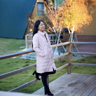 丹同款 琳丹乐2025冬季新款粉红长款夹棉外套59093毛呢裤59025