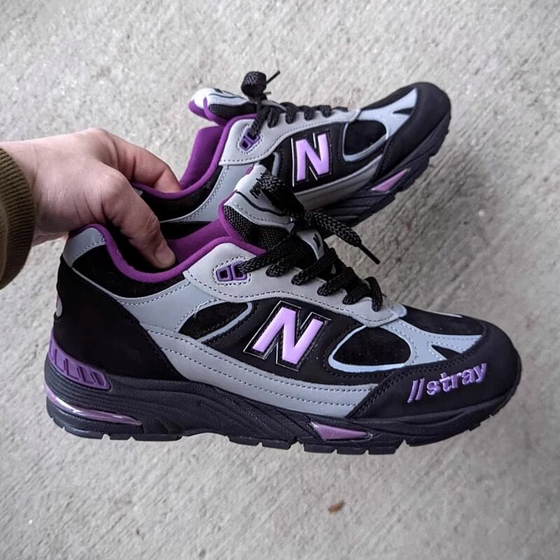 Stray Rats x New Balance 991 NB 黑紫英产复古休闲减震跑步鞋男