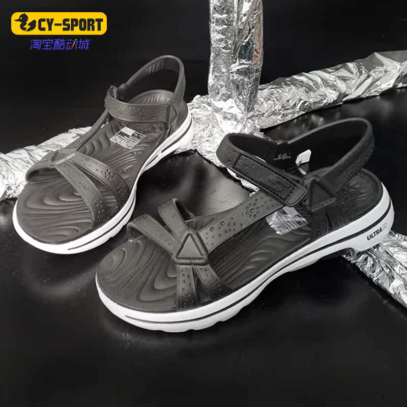 Skechers/斯凯奇正品夏季新款GOWALK男女运动魔术贴沙滩凉鞋