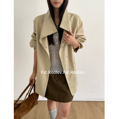 FST立领廓形风衣女秋季小个子