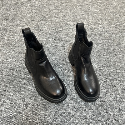 【撤柜特价】牛皮3.5公分/轻奢经典真皮短靴女鞋时尚秋冬靴子8075