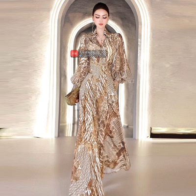 早秋立体剪裁定制印花连身长裤2025新款原创女神范气质裙裤连体裤