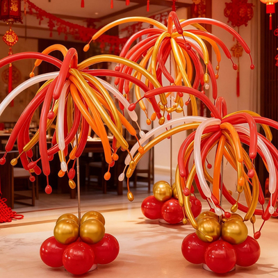 烟花长条气球立柱2026新年装饰品春节店铺场景氛围布置拍照道具