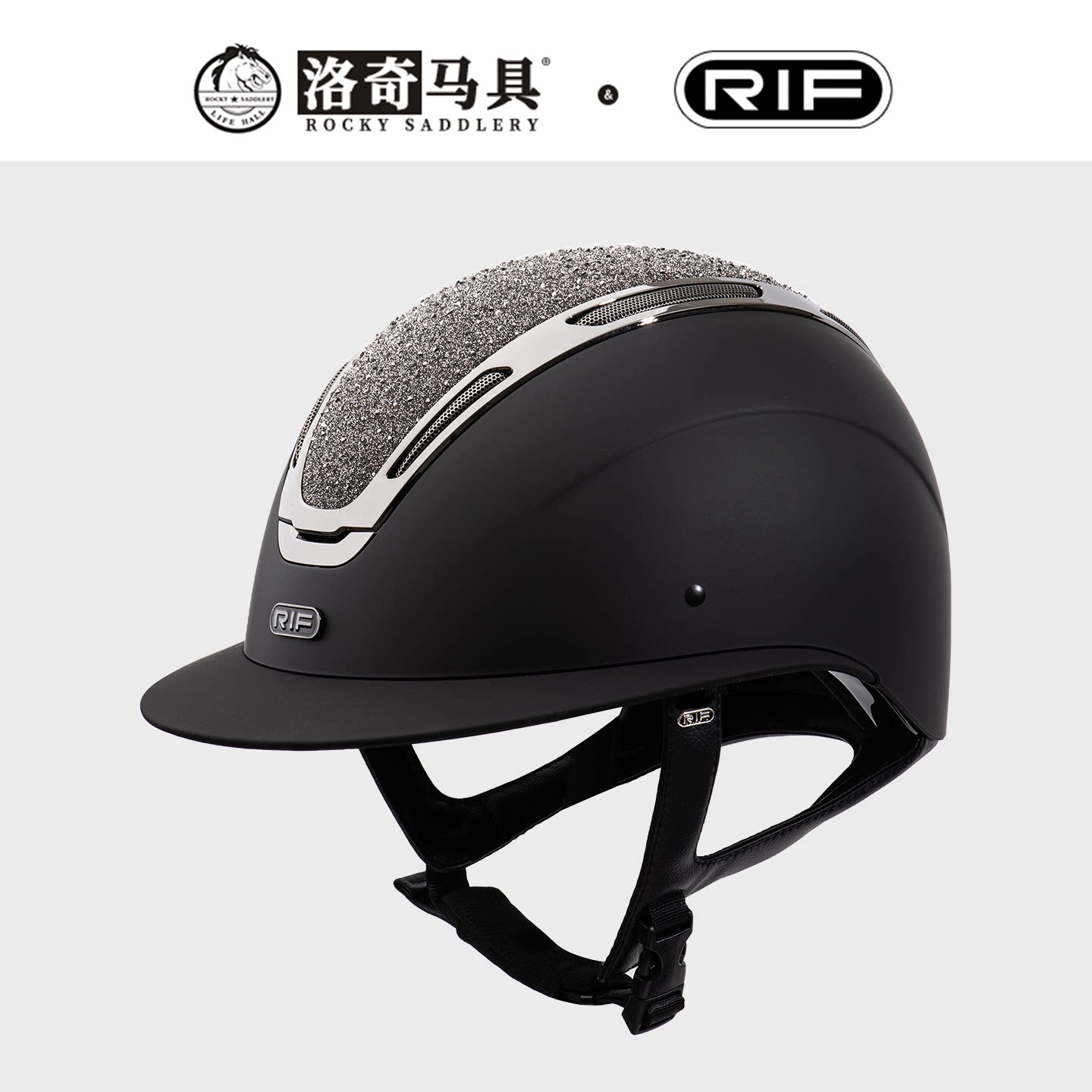 Rif-F66Plus系列哑光水晶满钻大帽檐马术头盔 8101356