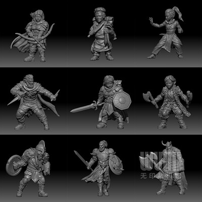 【半身人聚落】半身人 武僧 游侠 战士 射手 骑士DND桌游棋子模型