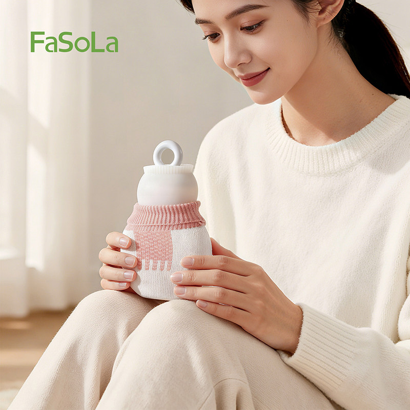 FASOLA硅胶雪人热水袋注水暖水袋可爱小号灌水被窝暖宫袋暖肚子袋