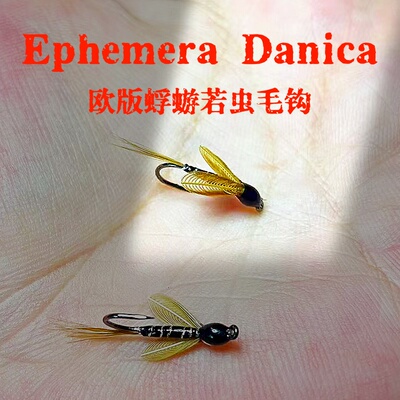 飞钓毛钩 Ephemera Danica白条马口若虫鳟鱼雅罗细鳞太阳鱼路亚饵