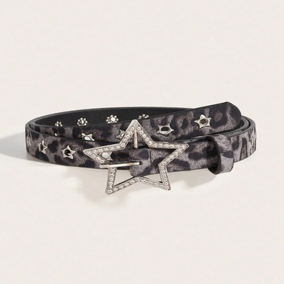 1pc Women's Y2K Star Studded Metal Hollow Star Belt, Suitab