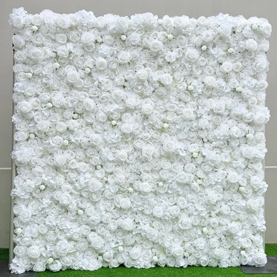 White artificial flower wall backdrop, fake rose background