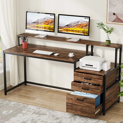 Tribesigns 63 Inch Computer Desk with File Drawer Cabinet,