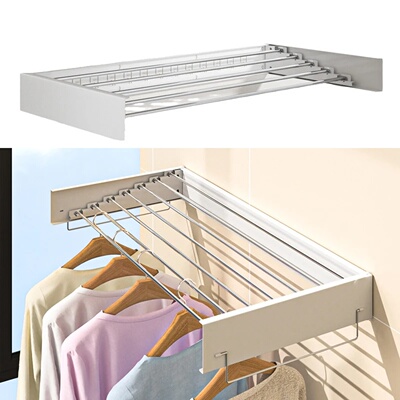 Wall Mounted Clothes Drying Rack 5 Aluminum Rod Collapsible