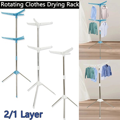 1/2 Layer Clothes Drying Rack with Rotating Clothes Rail St