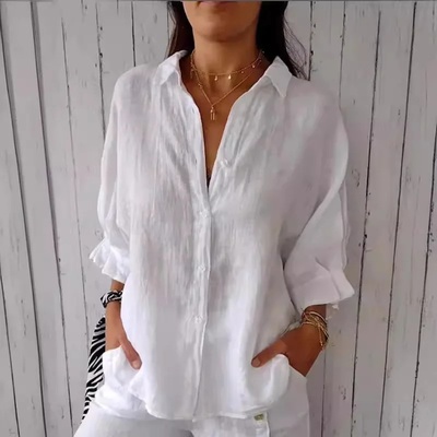 Summer Cotton Linen  Women Clothes Blusas Woman T-Shirt