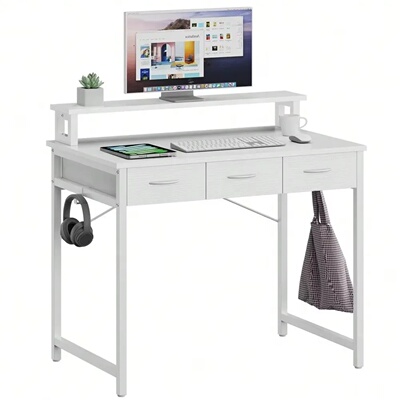 32inch Computer Desk with Drawers &Monitor Stand Home Office