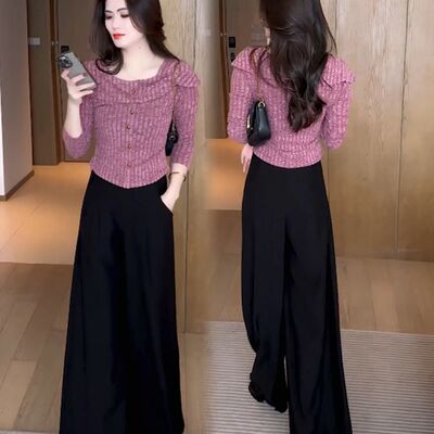 时尚洋气上衣女2026春秋新款减龄显瘦气质一字肩长袖T恤打底小衫