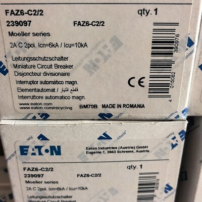 议价全新EATON伊顿FAZ6-C2/2漏电断路器，Moelle