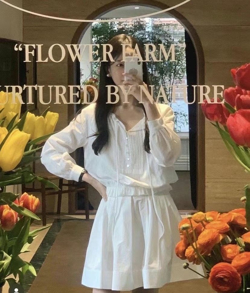 定制款^^thebarnnet初恋风蕾丝花边棉质衬衫V领显瘦上衣八奶套装_虎窝淘