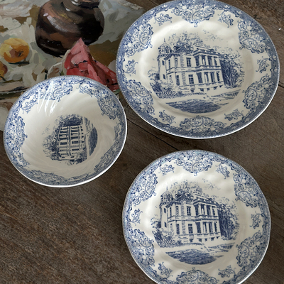 黄胎老瓷雾霾蓝西餐装饰盘摆台