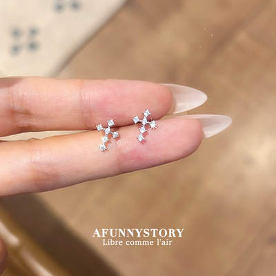 通体S925银纯银十字架耳钉