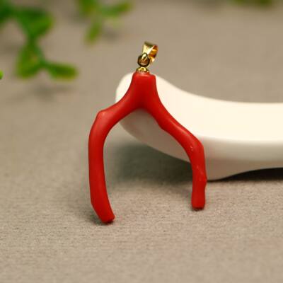 天然深海有机红宝枝子锁骨吊坠