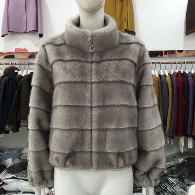 ZS26N-D0339 高档貂绒皮草外套女式冬季新款洋气短款皮毛一体上衣