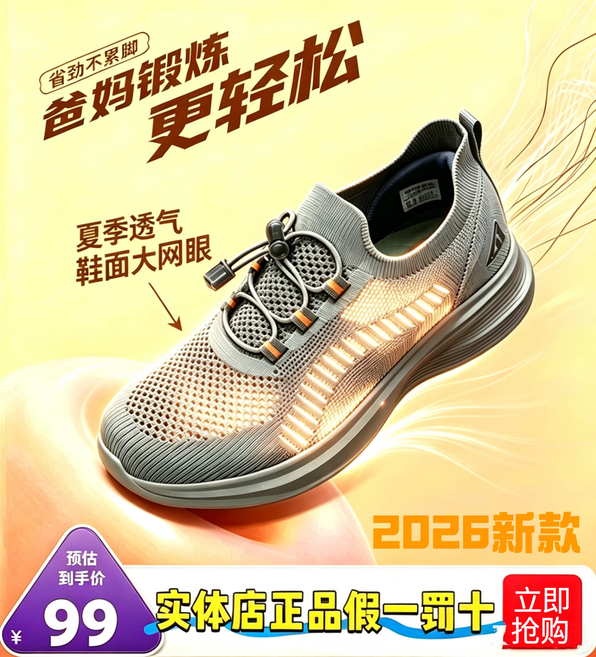 真实体店足力健爸爸鞋男款夏季透气网面运动鞋轻便软底防滑健步鞋