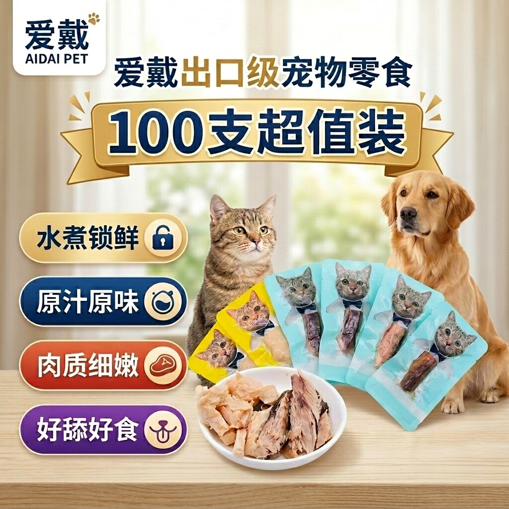 爱戴吞拿鱼条猫咪水煮鸡胸肉猫咪互动奖励零食成猫幼猫营养猫零食