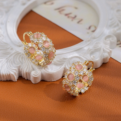 瑞士Francesca轻奢猫眼石耳环独特个性设计新款甜美耳圈精致优雅