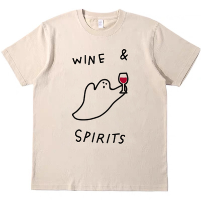 喝酒的精灵 复古趣味美式vintage短袖bf男女情侣T恤纯棉teeshirt