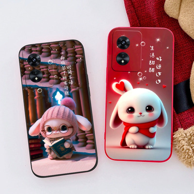 适用于OPPOPFTM10直边手机壳卡通萌宠小兔A97 5G硅胶亲肤保护套防