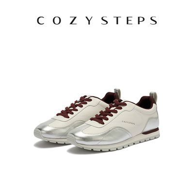 COZY STEPS可至26春夏新品女士复古牛皮休闲鞋撞色阿甘跑鞋