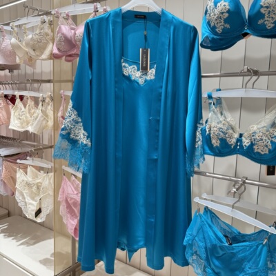 兰卡文LA CLOVER新款闪耀新艺桑蚕丝睡裙LC44AAU1睡袍LC48AAU1