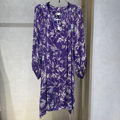 LECA540爱慕高端进口睡衣家居服睡裙绵绸面料紫色2280