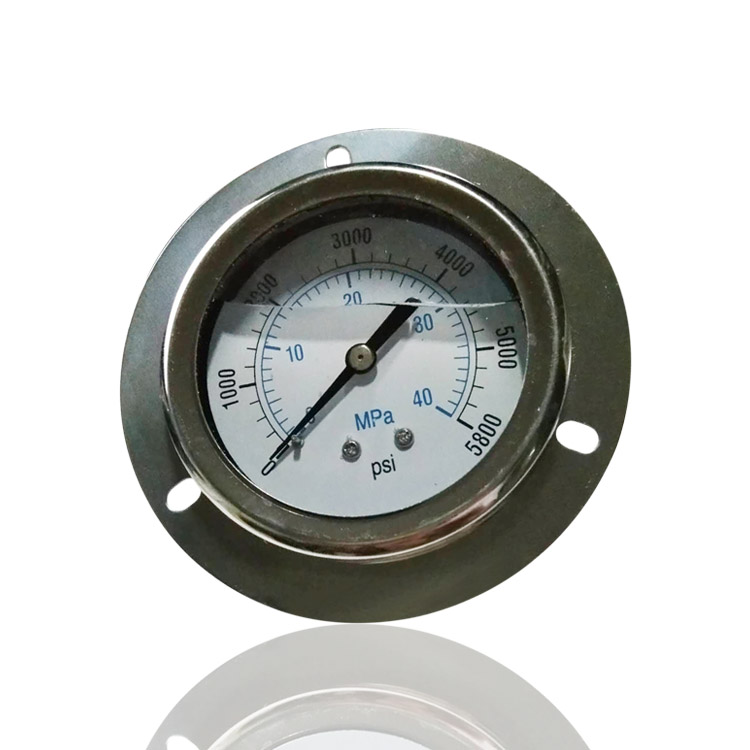 轴向带前边不锈钢压力表耐震充油压力表崁入式压力表YN60ZT 40MPA_虎窝淘