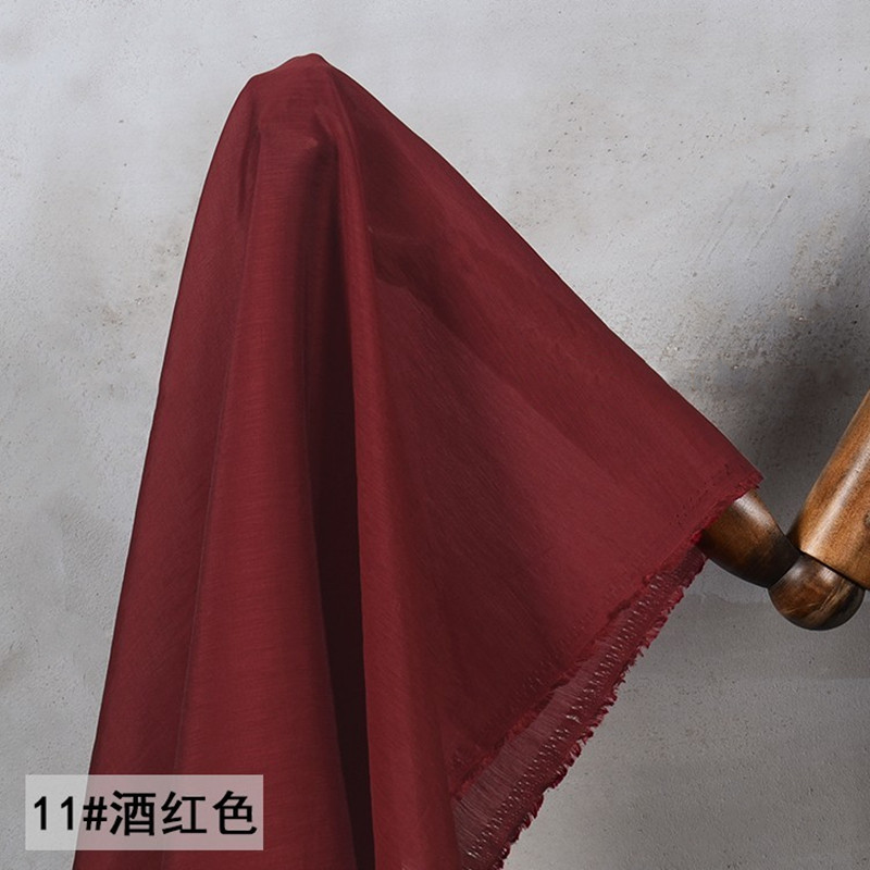 酒红色天丝丝棉里衬布料 轻薄微透无弹透气里料衬衫汉服防晒面料