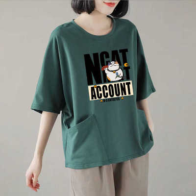 夏季五分袖口袋T恤宽松休闲显瘦