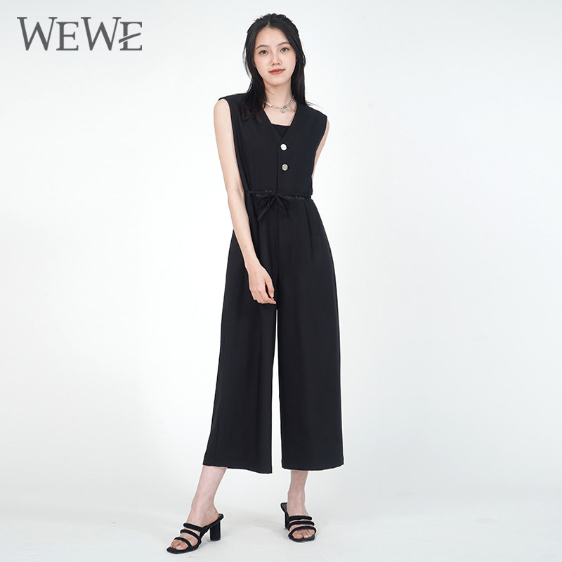 WEWE/唯唯夏季新品女装大气时尚无袖连体裤收腰显瘦通勤潮酷