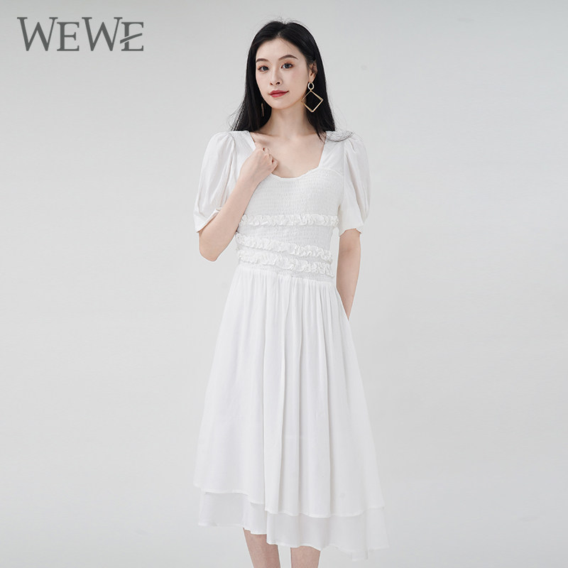 WEWE/唯唯夏季新品女装清新淡雅时尚仙女连衣裙气质高腰显瘦
