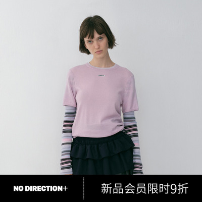 NO DIRECTION+假两件条纹针织衫N610107620A