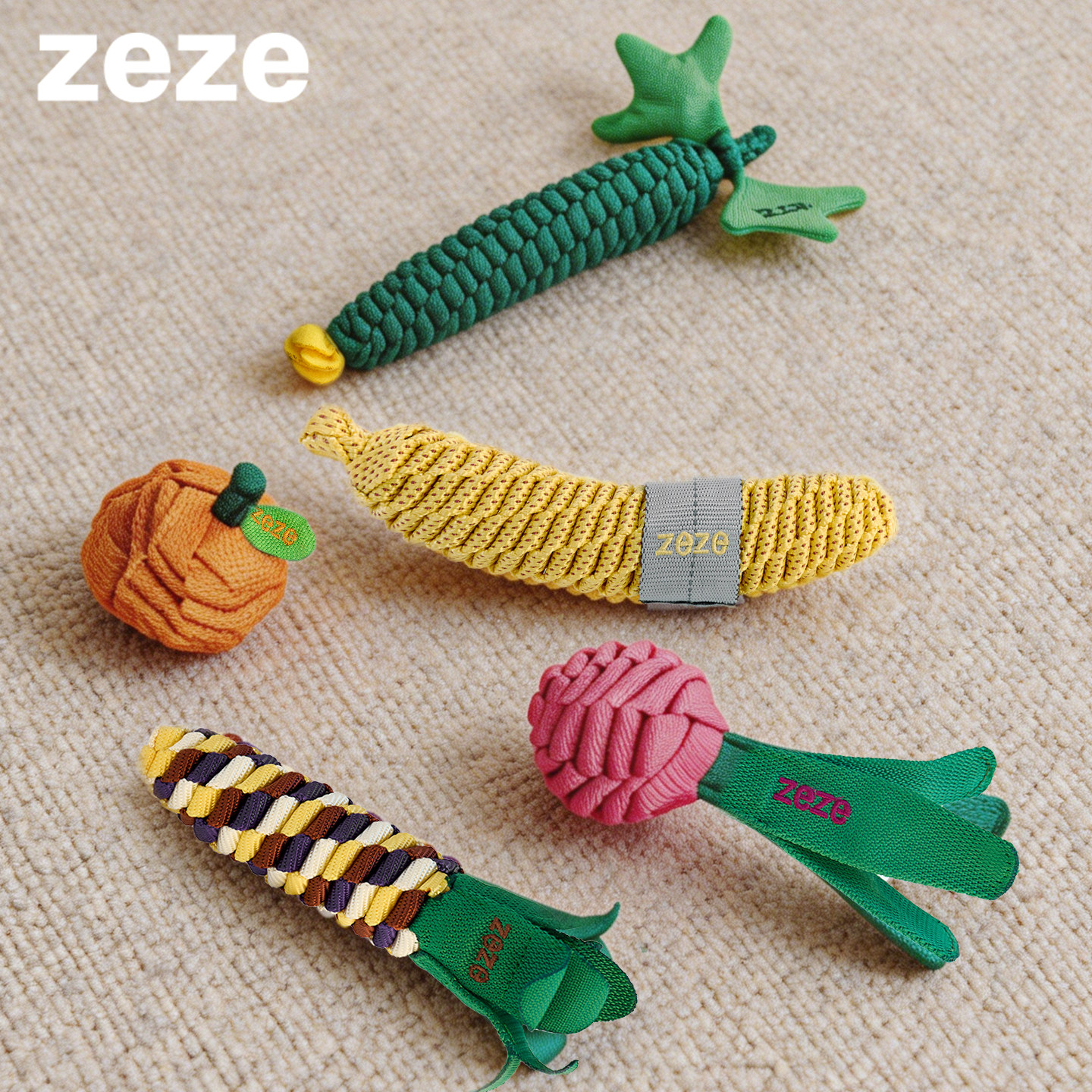 zeze狗狗绳结磨牙玩具蔬菜造型互动解闷玩具猫狗通用中小型犬洁齿
