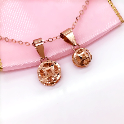 14K玫瑰金钱币素金吊坠