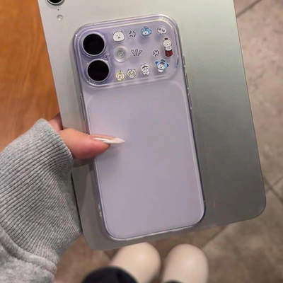 秒变17大视窗适用iPhone17PRO手机壳卡通自嘲熊苹果16PM可爱iPhone15PROMAX透明全包苹果13防摔软壳保护套