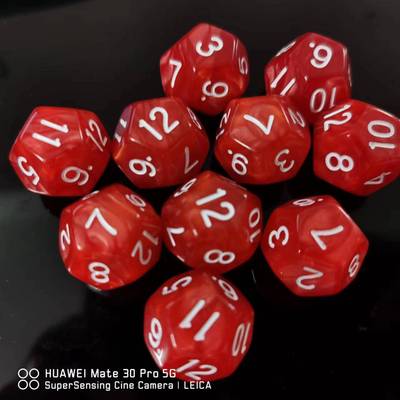 12面骰子多面体数字珍珠纹白字