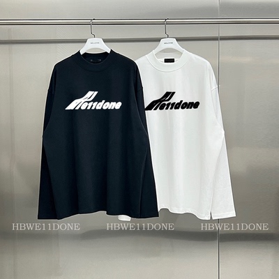 重磅330G纯棉WE11DONE TRACK小众潮牌男士情侣打底衫上衣长袖T恤