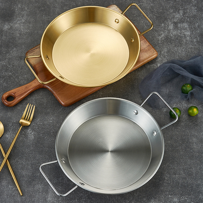 韩式炸鸡盘不锈钢小吃盘Paella西班牙意面盘小龙虾盘双耳平底盘