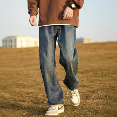 Retro washed denim jeans men's autumn 2025 American pants